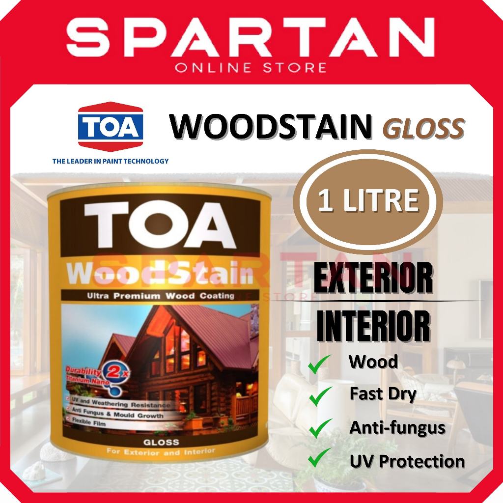 1LT TOA Woodstain Gloss for Interior and Exterior Wood Paint Wood Coating / syelek | Shopee Malaysia