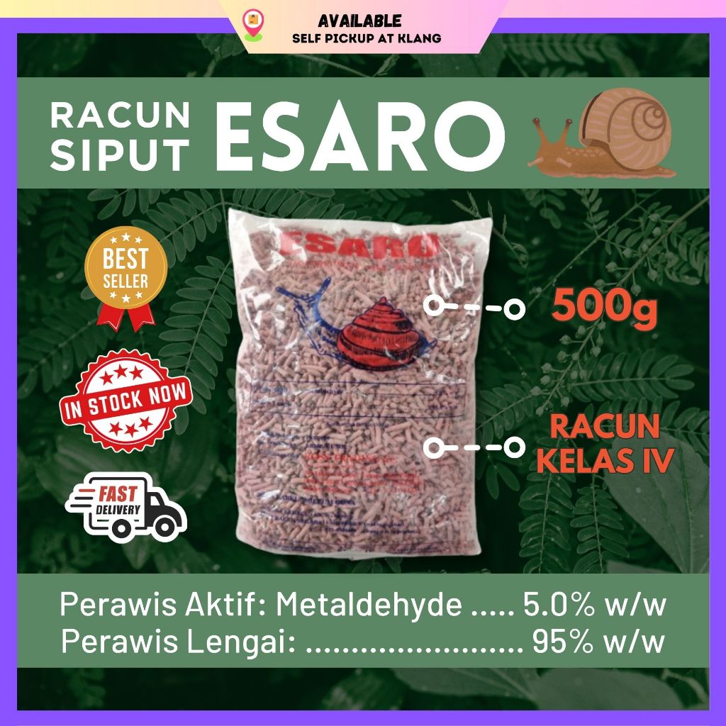Esaro 500g 2kg Perawis Aktif Metaldehyde 5.0% GR Molluscicides Racun Siput Babi Lintah Bulan ...