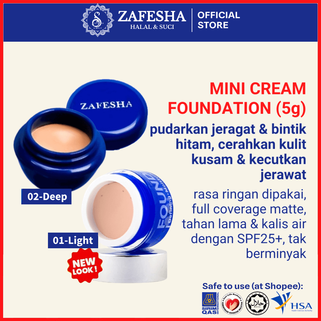 Zafesha Foundation Mini Trial Original HQ Krim Zafeesha Zafesya ...