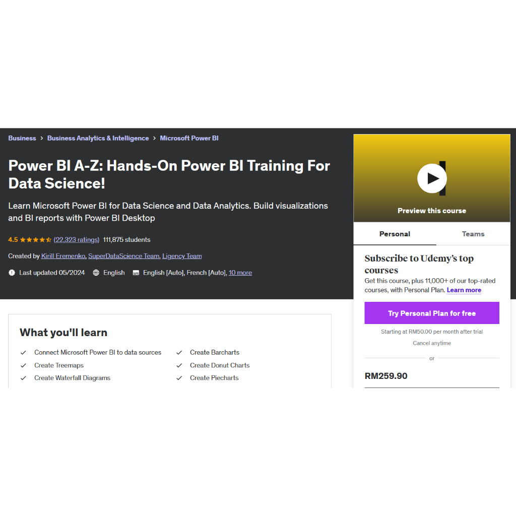 Power BI A-Z - Hands-On Power BI Training For Data Science! | Shopee ...