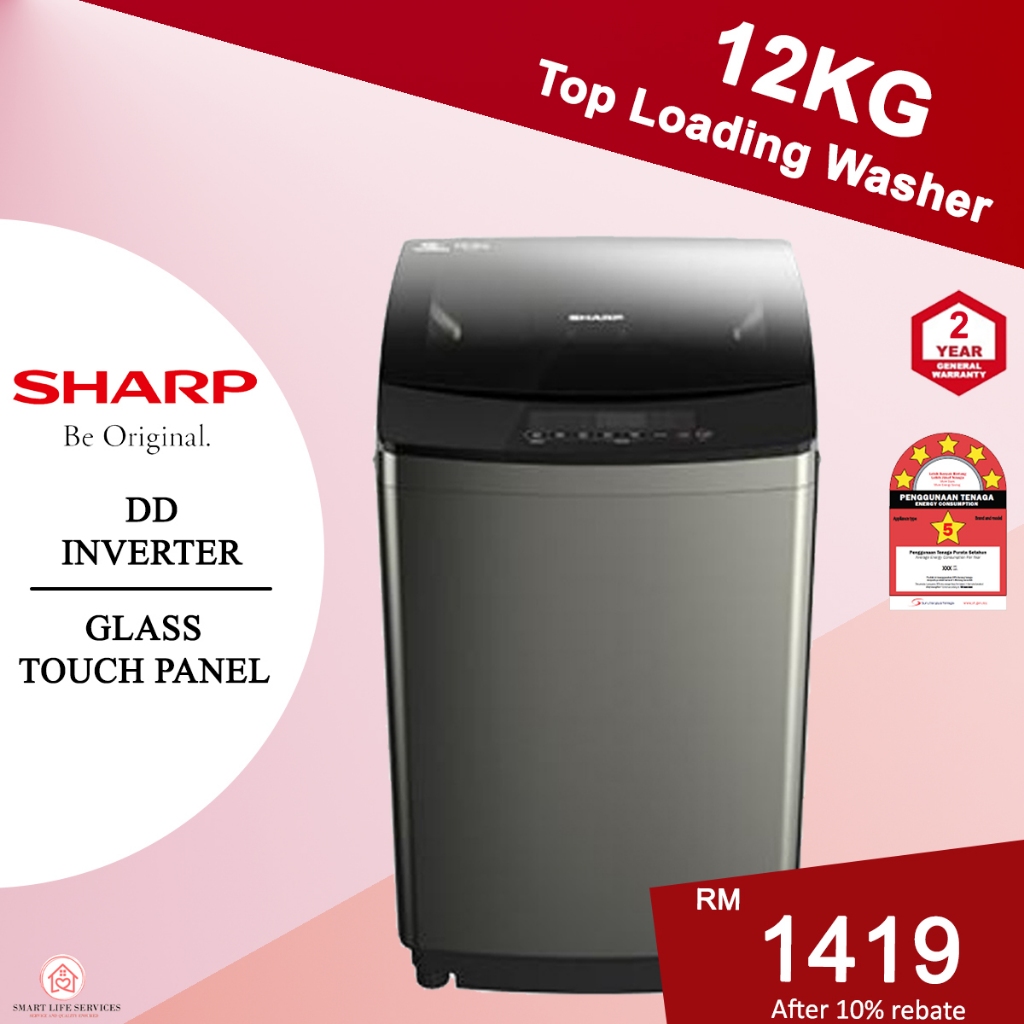 Sharp 12kg INVERTER Full Auto Washing Machine ESY1219 Washer Mesin ...