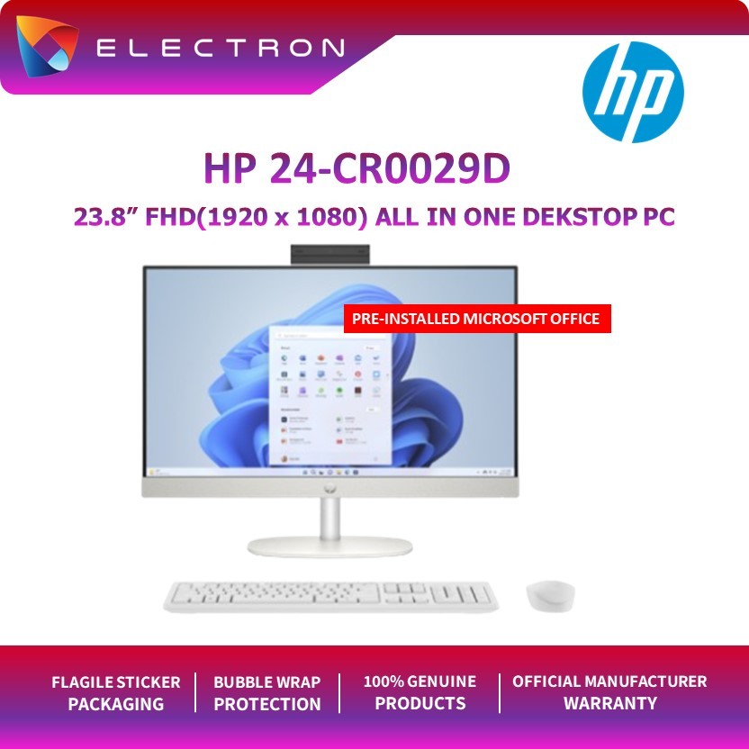 HP 24-Cr0029d 23.8" FHD All-In-One Desktop PC Shell White (I3-1315U ...