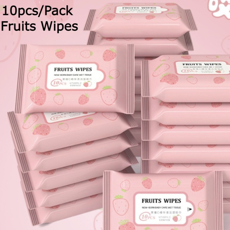 10pcs/Pack Baby Wipes Baby Wet Fruit Wipes Tissue Mini pack ( anti ...