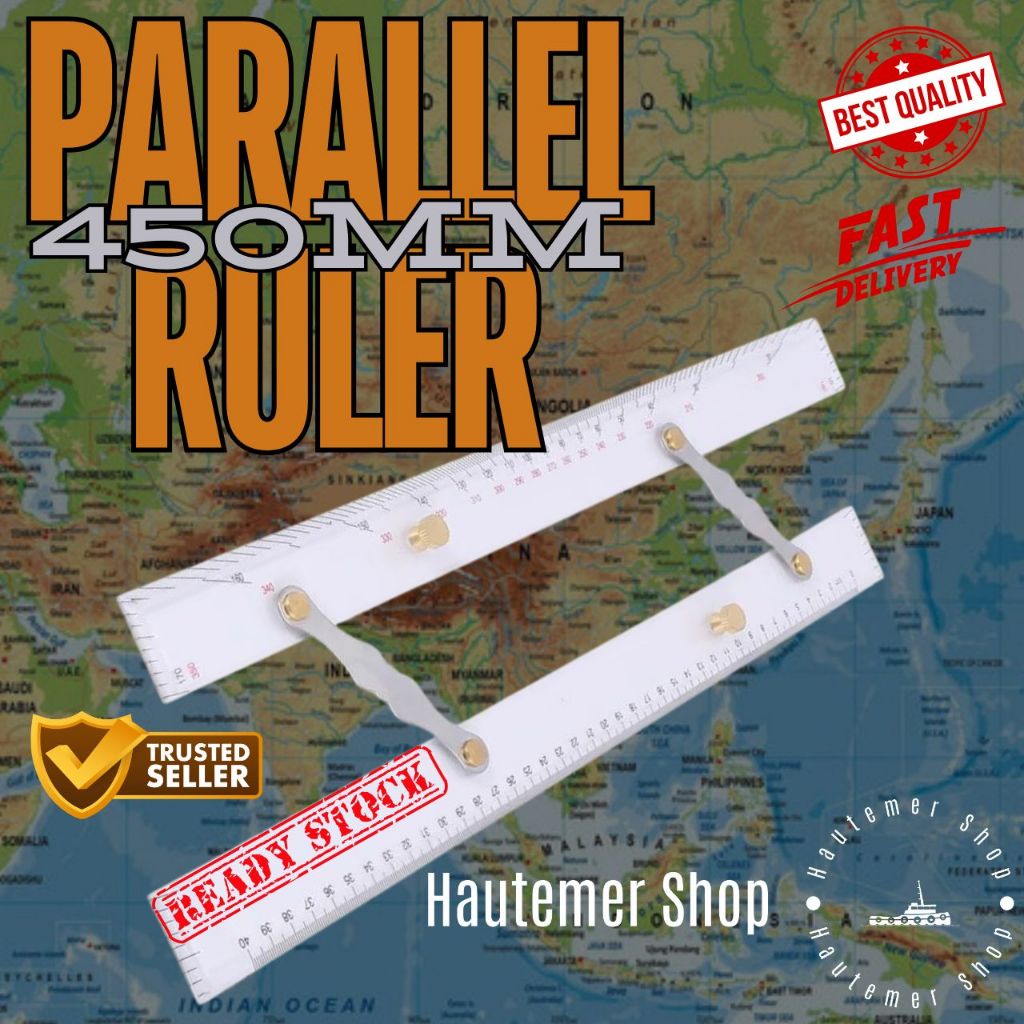 MARINE NAUTICAL CHARTS MAPPING POINTS TO PULL PARALLEL RULER 450MM ...