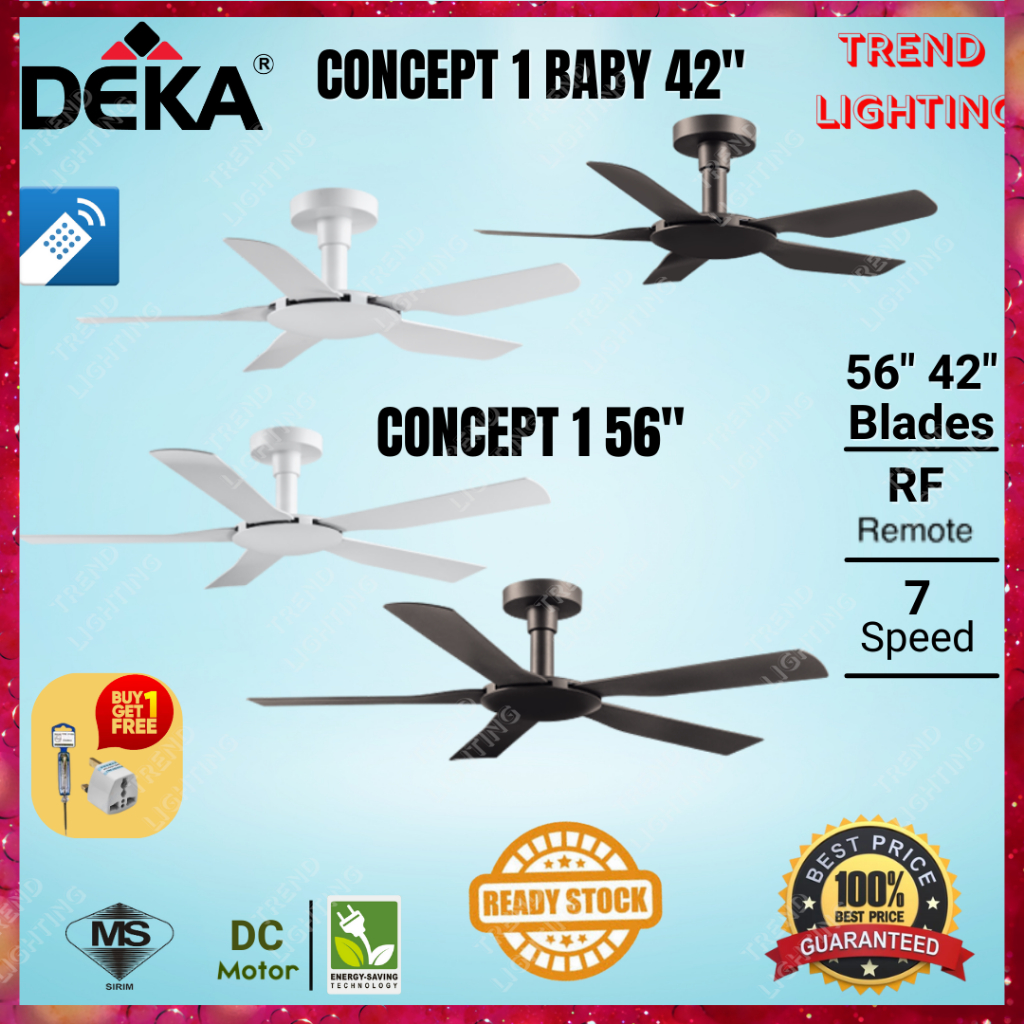 Deka Concept Series Ceiling Fan DC Motor Remote Control 7 Speed 56 ...