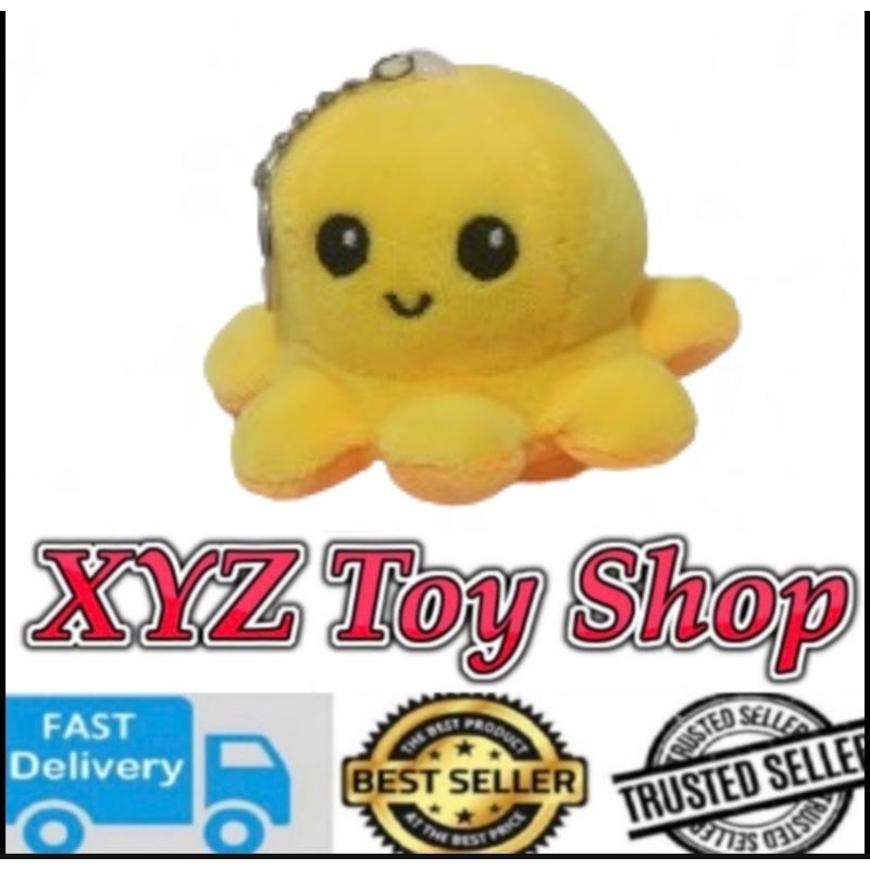 Mini Reversible Octopus Mood Switcher Plush Toy Keychain SUNSHINE ...