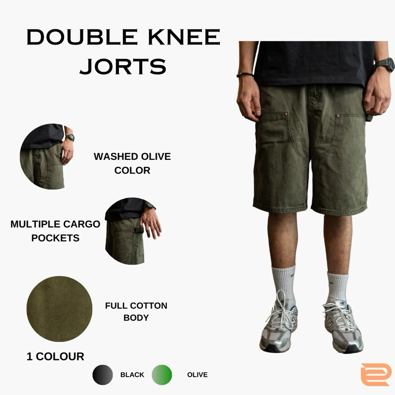 DC CLOTHING DOUBLE KNEE JORTS(OLIVE) | Shopee Malaysia