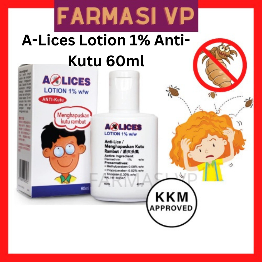 UBAT KUTU RAMBUT KEPALA Syampoo A-lices 60ml Head Lice Shampoo Hapuskan ...