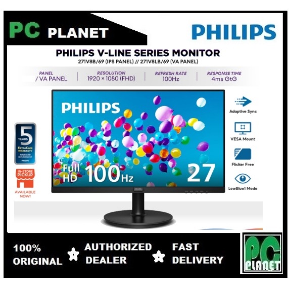 Philips 271V8LB 27" FHD 100Hz | Adaptive-Sync | 4ms | 1080p Monitor ...