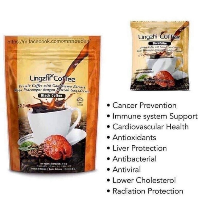 Lingzhi BLACK Coffee With Ganoderma(Dalam 20 pcs) | Shopee Malaysia