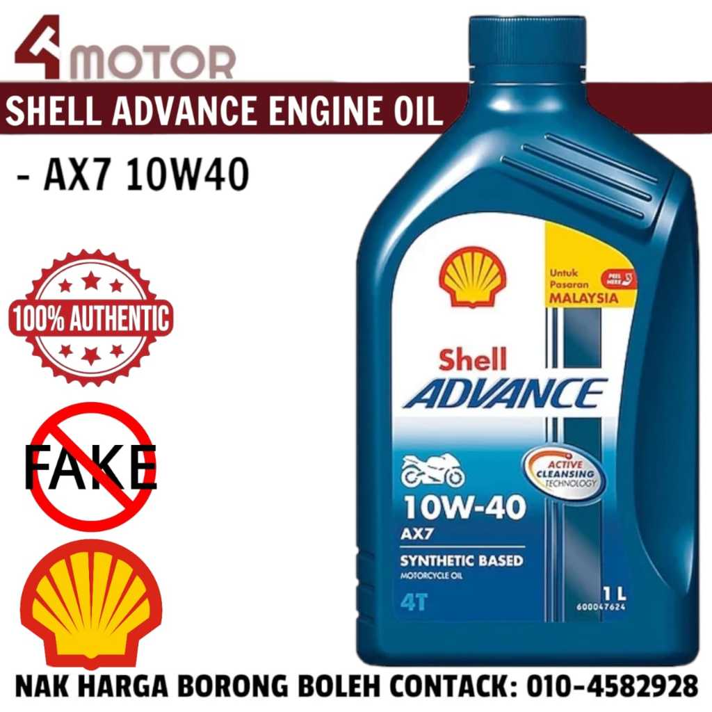 PROMOSI🎉100%Original SHELL ADVANCE 4T Engine Oil AX7 10W40 and YAMAHA Oil Filter Minyak Hitam ...