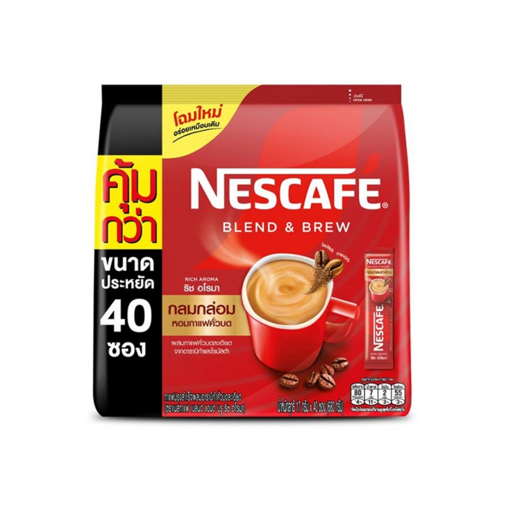 Nescafe 3in1 Blend & Brew Rich Aroma 680 grams (17 grams x 40 packets ...
