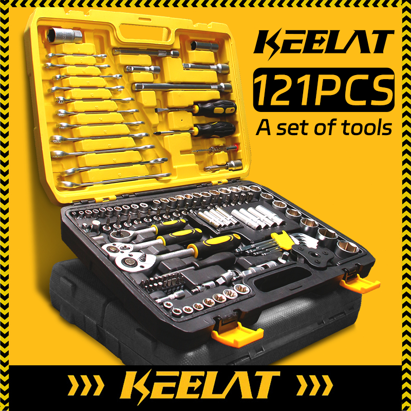 KEELAT 121pcs multifunctional toolbox Combination Hardware Ratchet ...