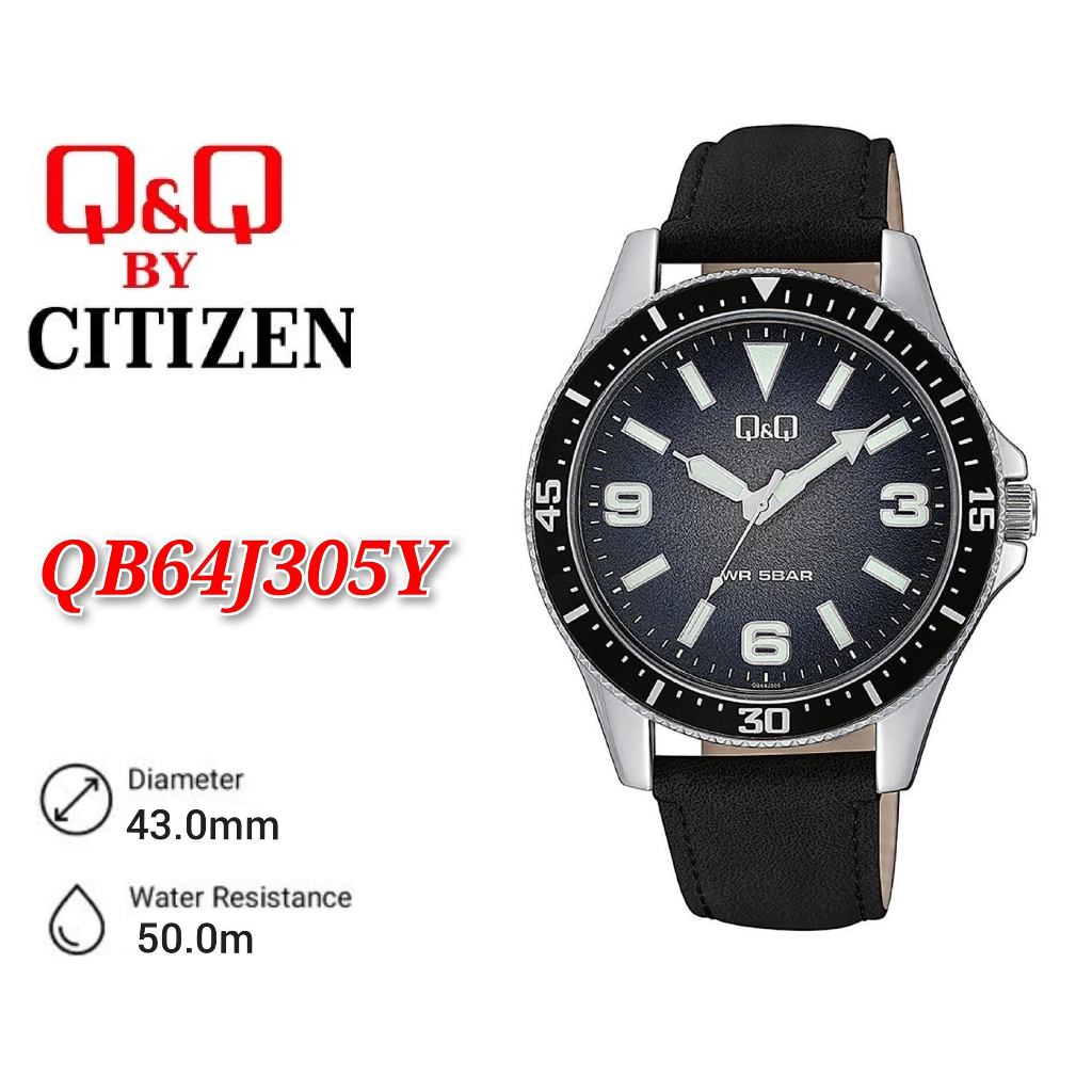 Q&Q Watch by Citizen Men's Analog Quartz QB64 Leather strap - QB64J305Y | Shopee Malaysia