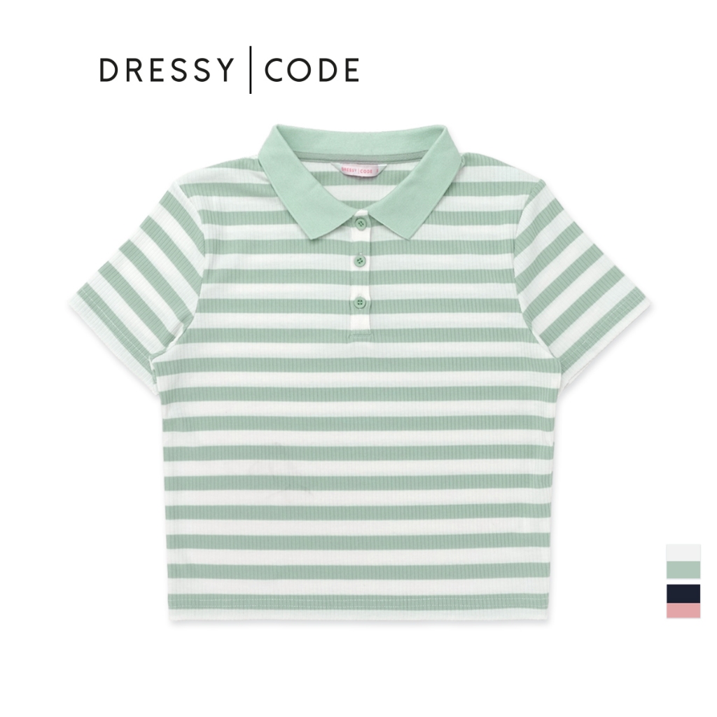 Stipe Design Polo Top- Blue/Pink | Shopee Malaysia