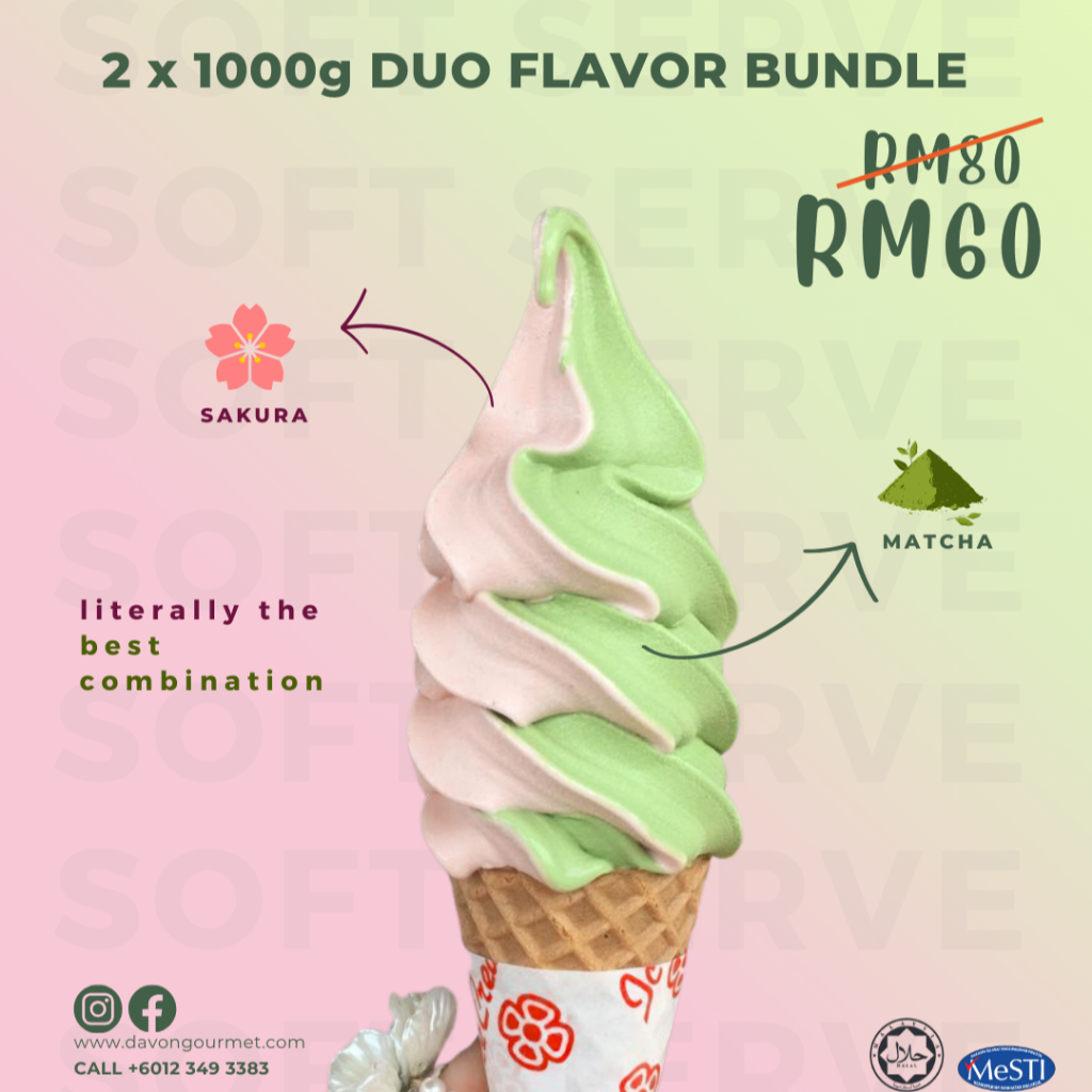 DUO FLAVOR COMBO N3 SAKURA + MATCHA SOFT SERVE ICE CREAM POWDER ...