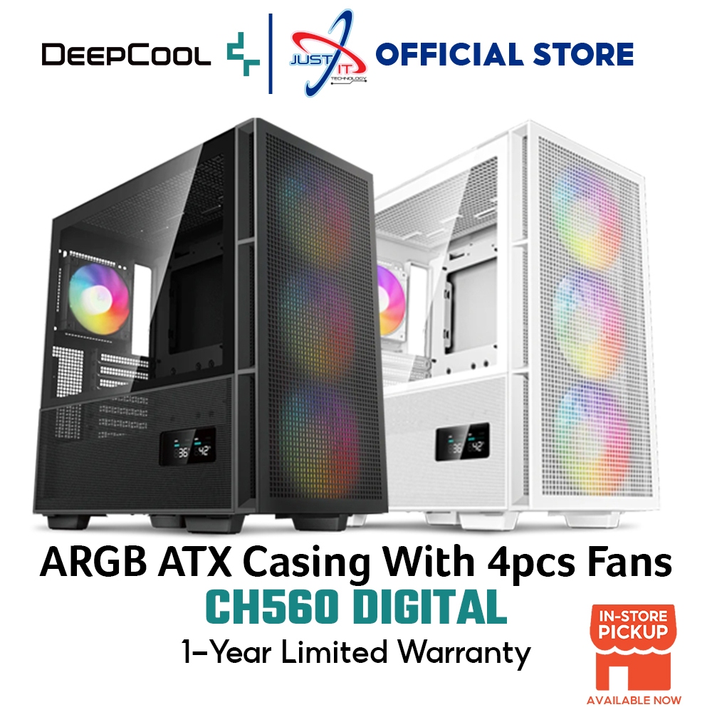 DEEPCOOL Digital ARGB ATX Casing - Black/White CH560 | Shopee Malaysia