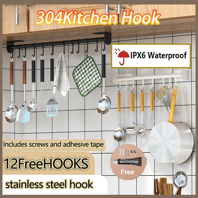 Newest Kitchen Hanging Rack Multifunction Hanging 12 Hooks Wall Hanging ...
