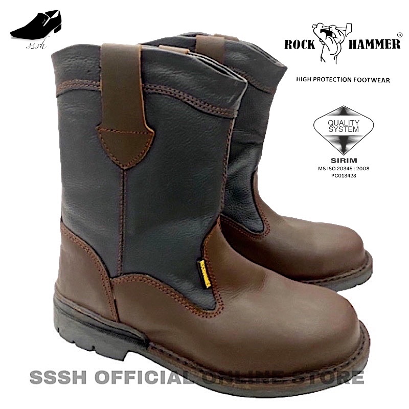 💯🔥Original Rock Hammer Safety Boot High Cut Leather Safety Boot #917 (OIL BROWN ) 912 | Shopee ...