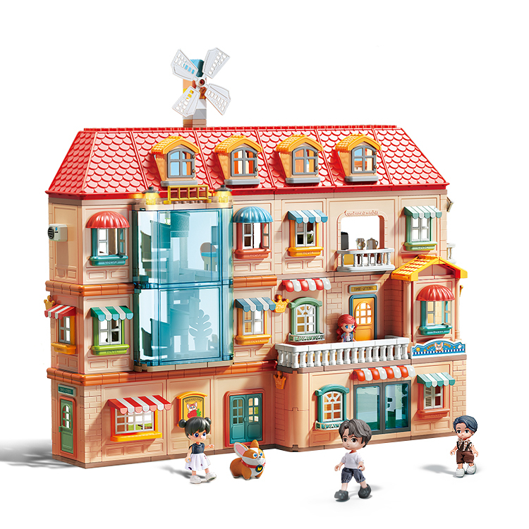 FEELO 690pcs Luxury villa building blocks elevated model toys ...