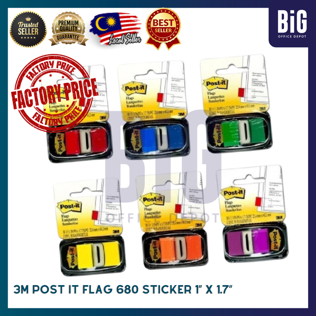 【READY STOCK】3M POST IT FLAG 680 | EXPERT FILM INDEX FLAG TAPE 1" x 1.7 ...