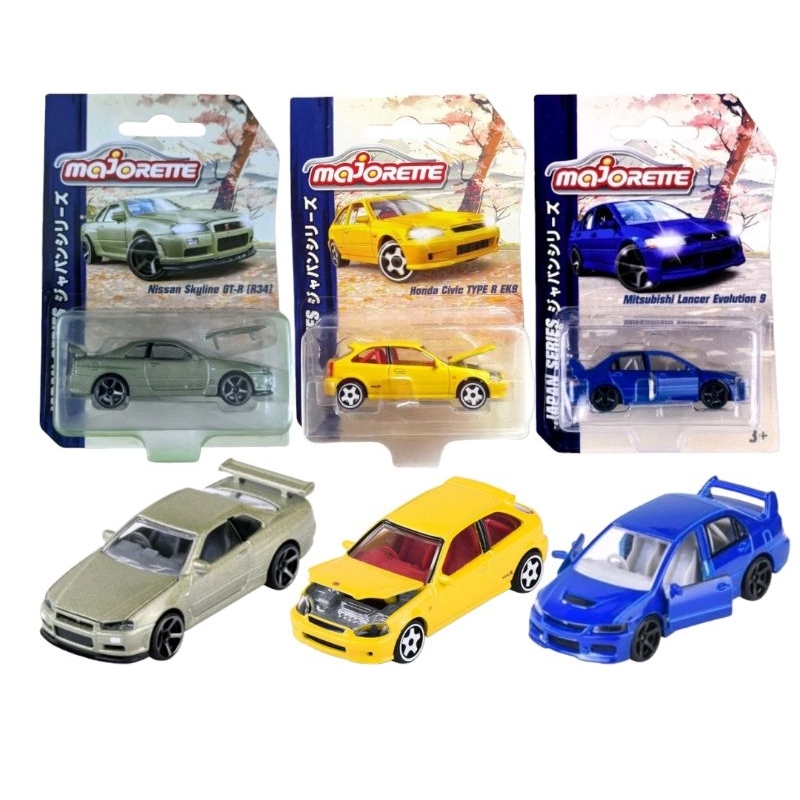 Majorette Japan Series Nissan Skyline GT R R34, Mitsubishi Lancer ...