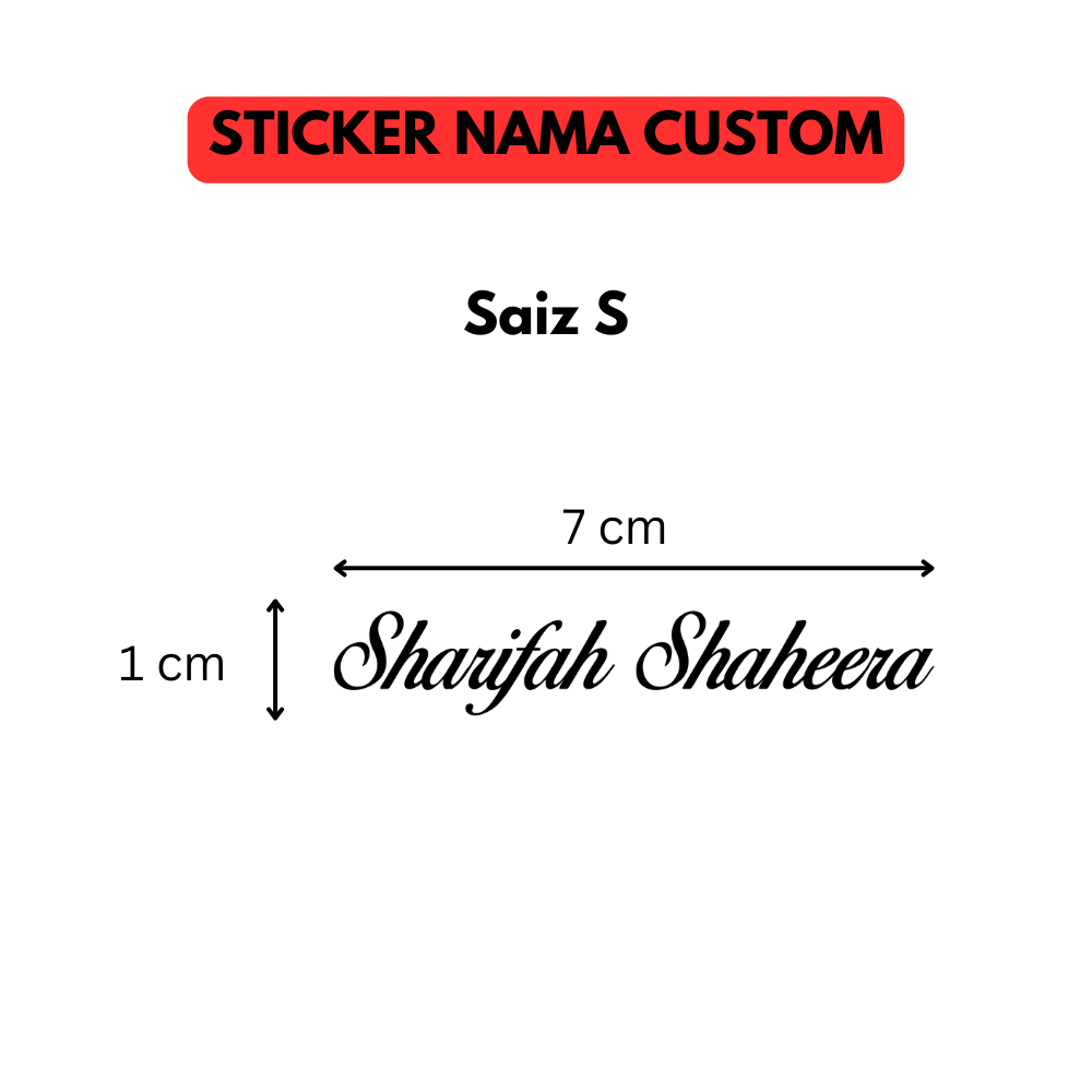 Sticker Nama Custom / Sticker Thermos / Sticker Kereta / Sticker Custom ...