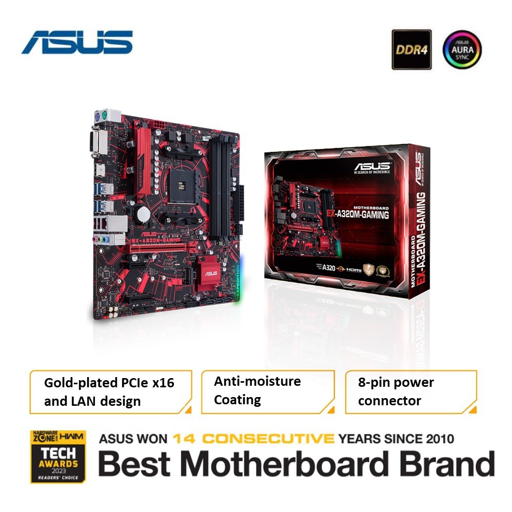 Asus EX A320M-GAMING Micro-ATX A320 feature with AURA sync | Shopee ...