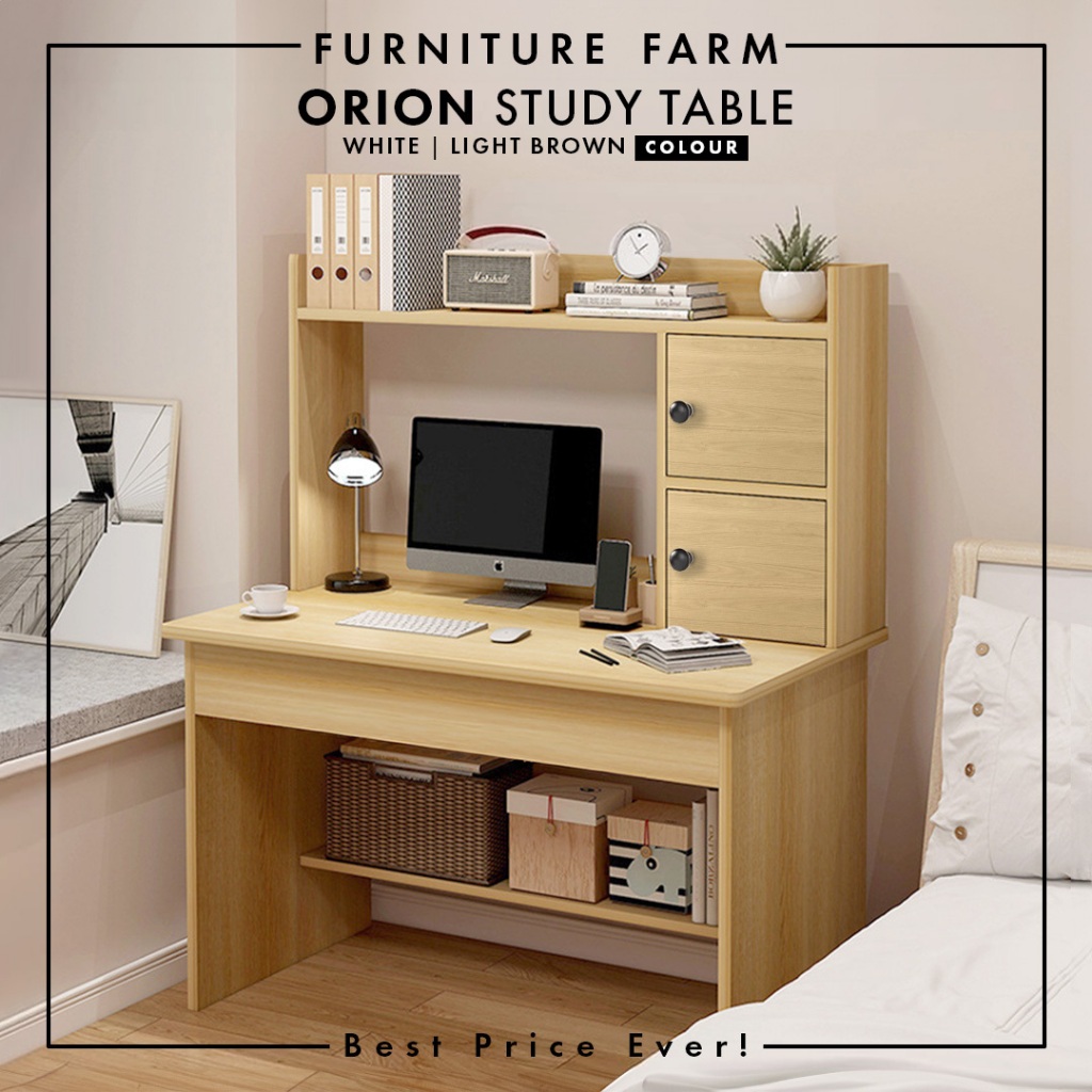 F&F: ORION Study Table 2 DRAWER with door/ Office desk/ Study Desk / study & computer table ...