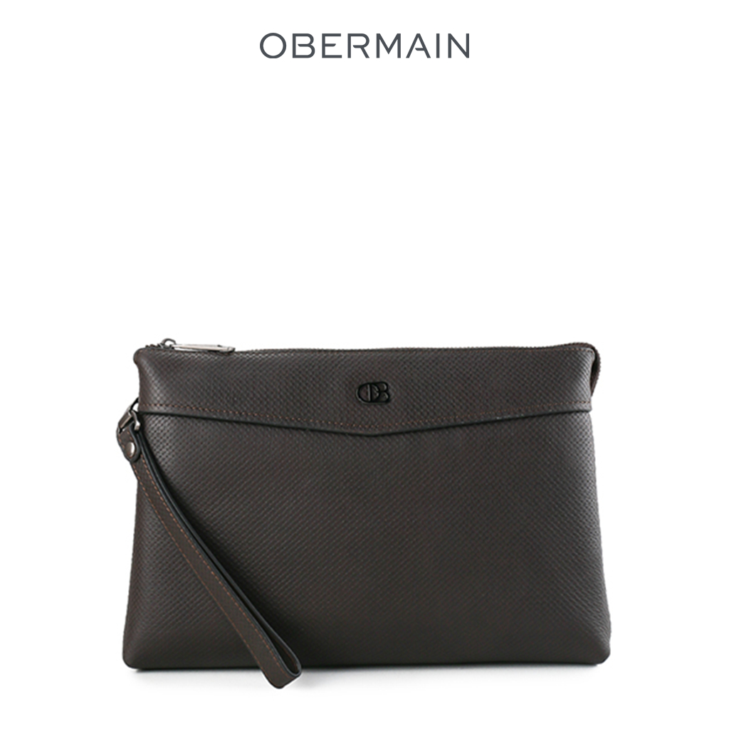 OBERMAIN Genuine Leather RFID Clutch Bag OBS411G2 Dark Brown | Shopee ...