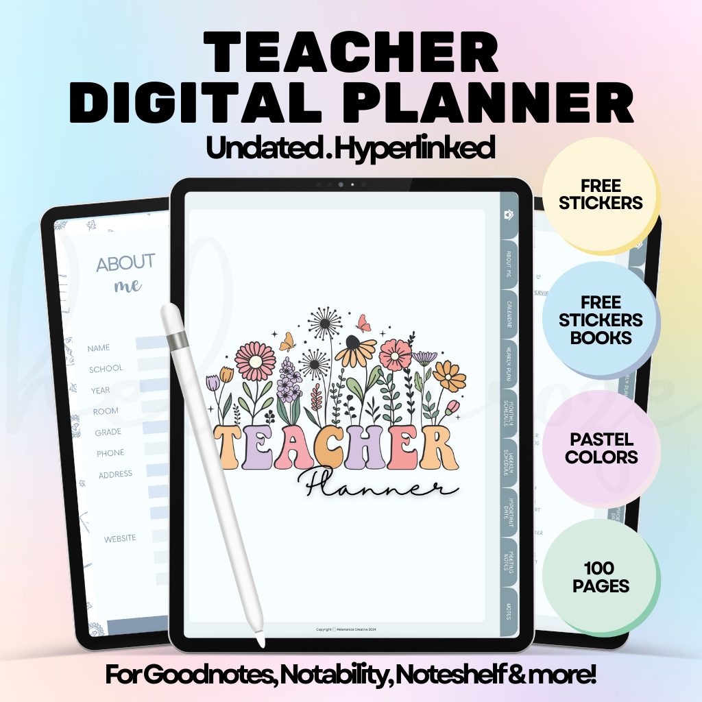 Teacher Planner, Pdf Hyperlink Digital Cikgu Notebook Android Goodnotes ...