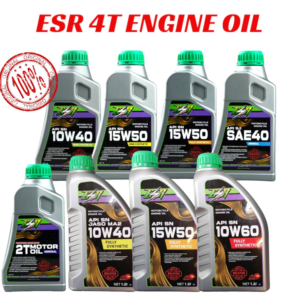 Original ESR 4T Engine Oil FULLY SEMI SYNTHETIC 10W40 15W50 FULLY 10W60 ...
