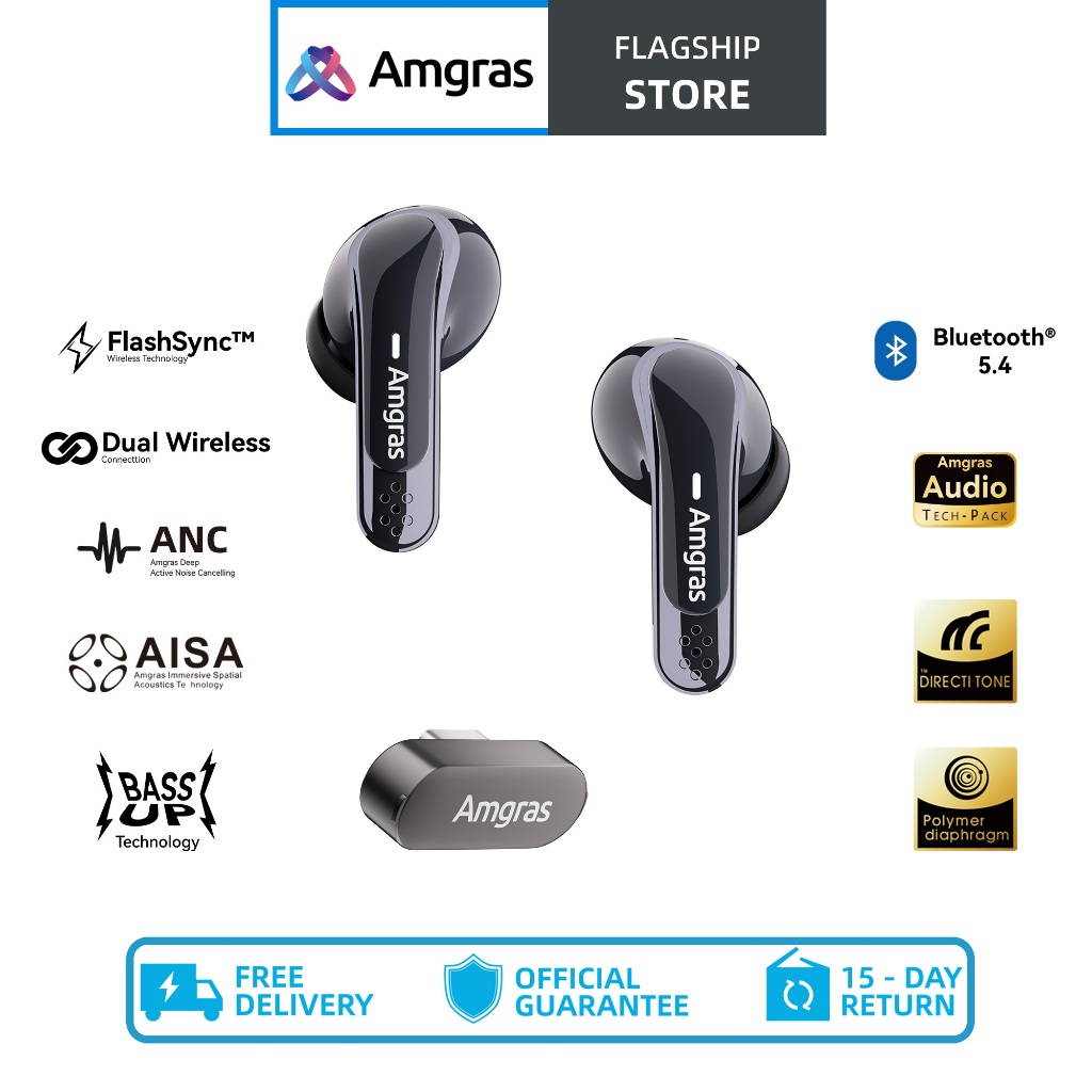 Amgras VRMeta Pro Wireless Bluetooth eraphone 2.4ghz Dongle Earbud ...