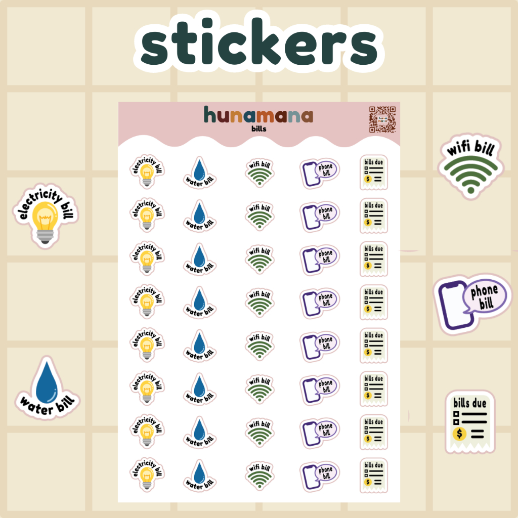 planner sticker planner sheet - bills sticker | electricity bill ...