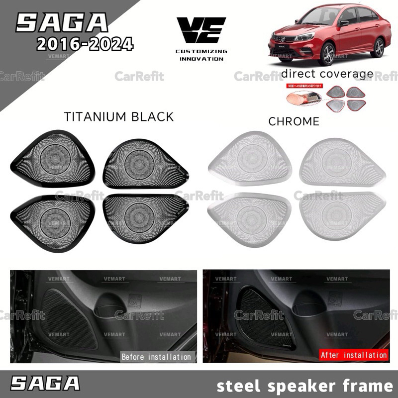 CarRefit proton Saga VVT MC1 MC2 2016-2022 Car door speaker frame cover ...