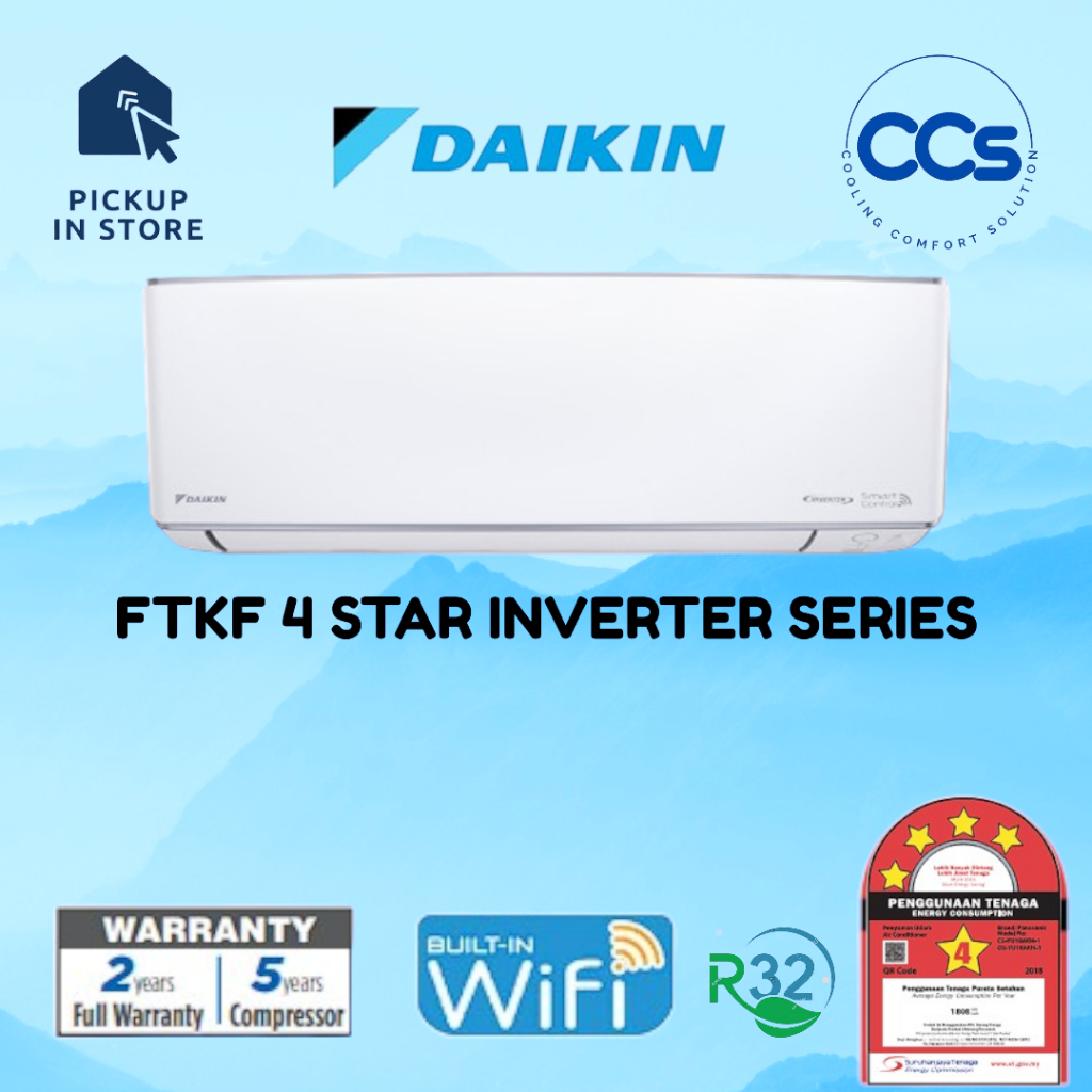 Daikin Ftkf Series Standard Inverter Wall Mounted 4 Star Shopee Malaysia