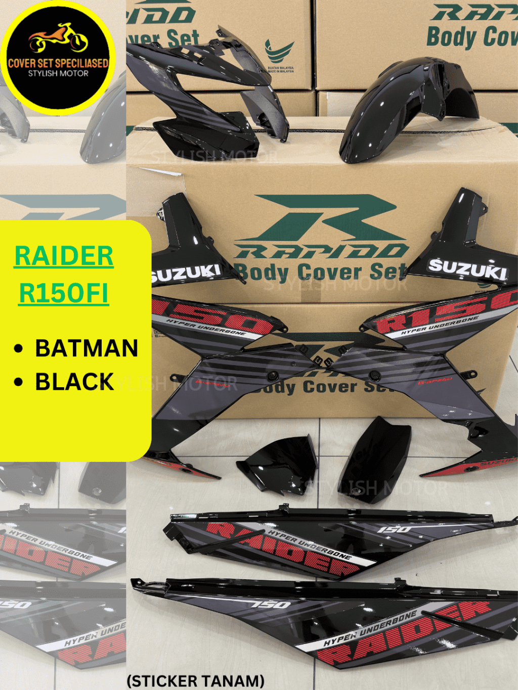 RAPIDO Cover Set SUZUKI Raider R150fi Batman Black Purple Red Body ...