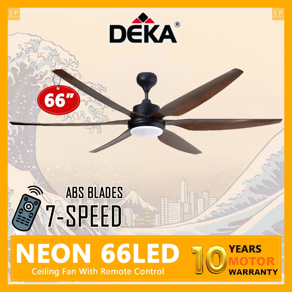 DEKA+ Neon 66” 6 Blade DC motor Remote Control Ceiling Fan / Kipas ...