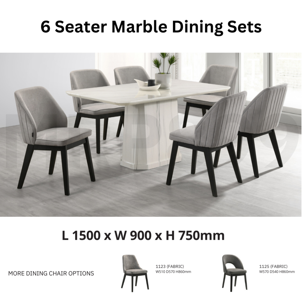 [MRP899] Marble Set 6 Seaters 4 Seater 150cm Dinning Table Natural ...