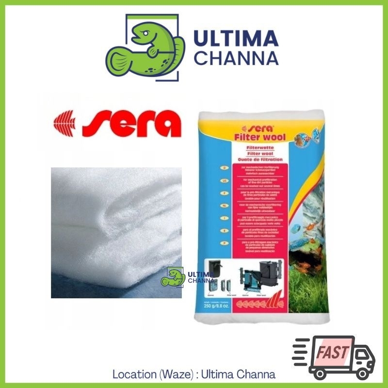 Sera Filter Cotton 100g - premium filter medium traps fine particles in aquarium filter sponge ...