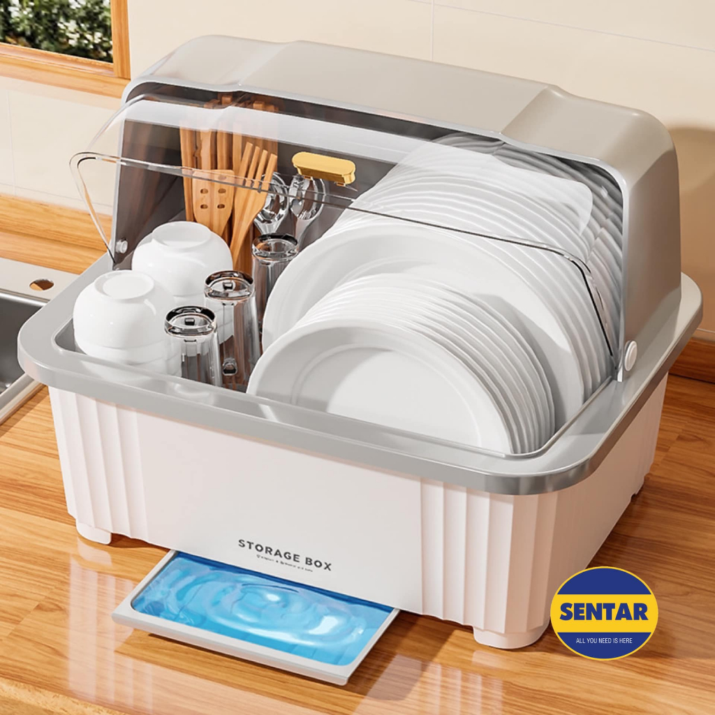 2209 Dish Rack With Cover Dust-proof Dish Drainer Rack Dish Storage Box ...