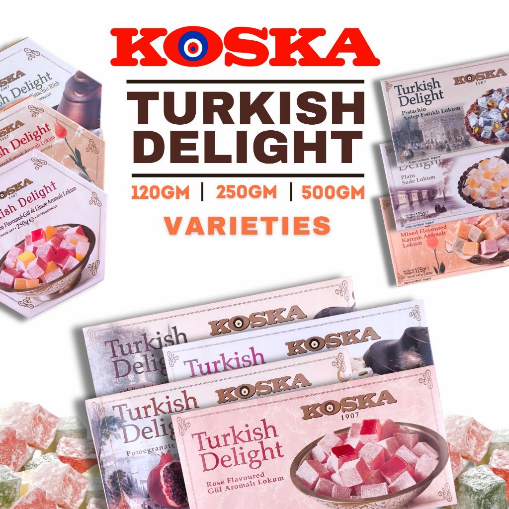 KOSKA TURKISH DELIGHT (Lokum) Varieties [120g-250g-500g] - Giftable ...