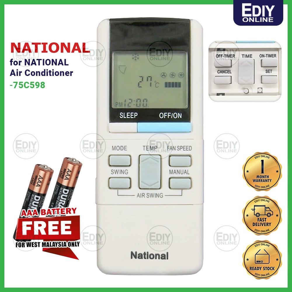 [𝐅𝐑𝐄𝐄 𝟐x𝐀𝐀𝐀 𝐁𝐀𝐓𝐓𝐄𝐑𝐘] National Air Cond Conditioner Remote Control ...