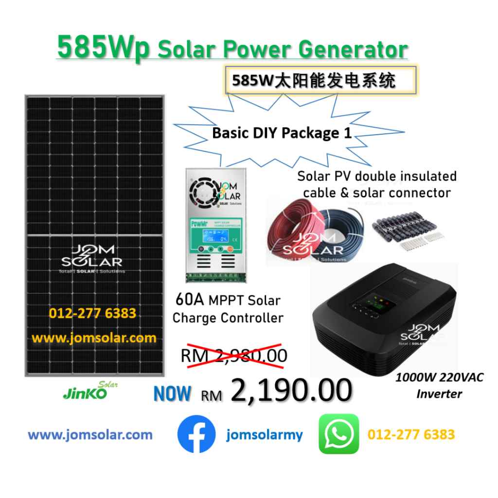 Basic DIY Package - 585W Jinko Solar Panel Off Grid Power Generator System - Ready stock ...