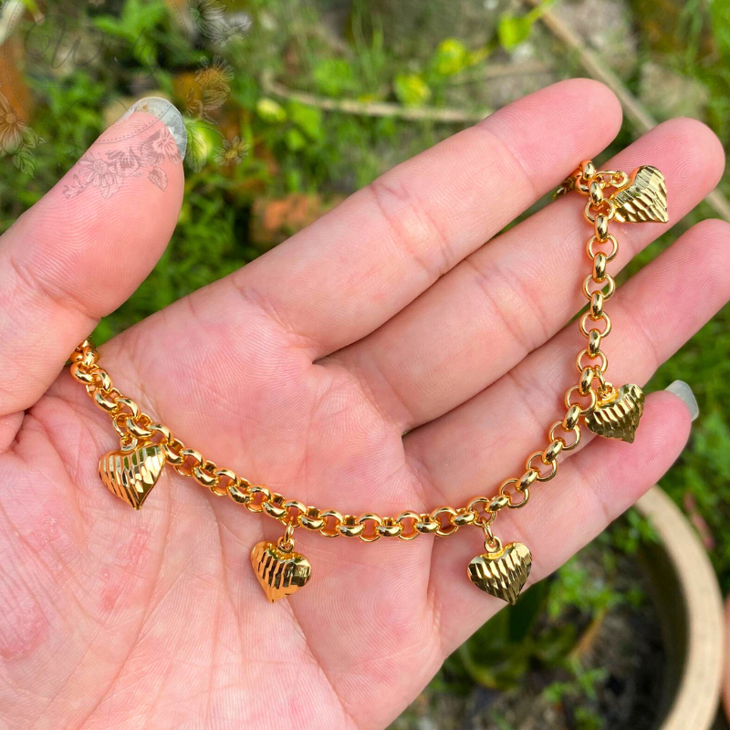 Rantai Tangan Emas Suasa Buah Hati Loceng Gold Plated Love Bell Pendent ...
