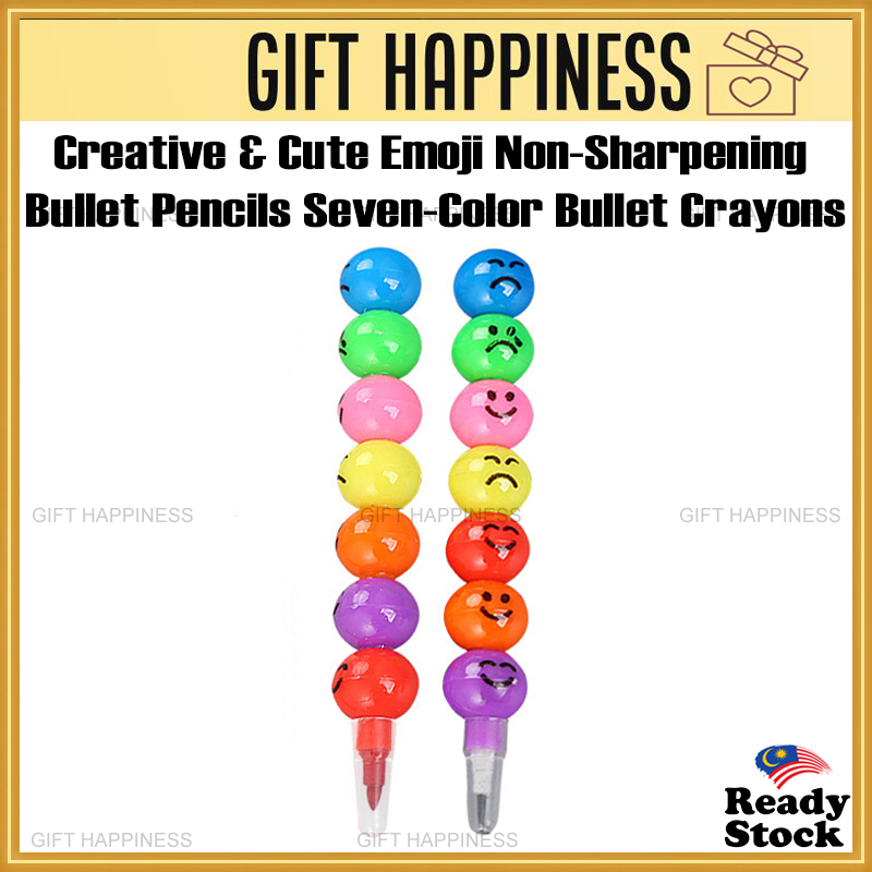 Emoji Non-Sharpening Bullet Pencils/ Crayons – Kids Drawing & Coloring ...
