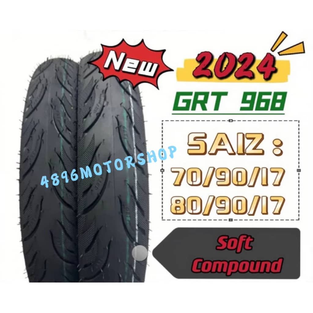 TAYAR MURAH GRT968 968 TYRE 17 GECKO GRIP TAYAR 70 80/90-17 CUTTING ...