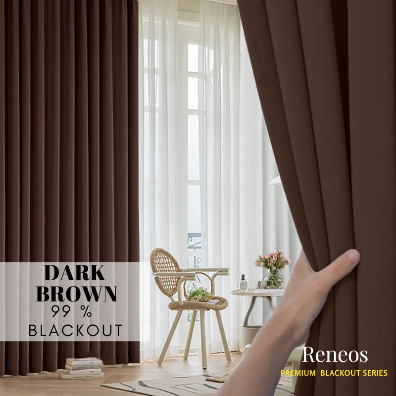 RENEOS Premium 99% Blackout Curtain 250cm Height Window Langsir Sliding ...