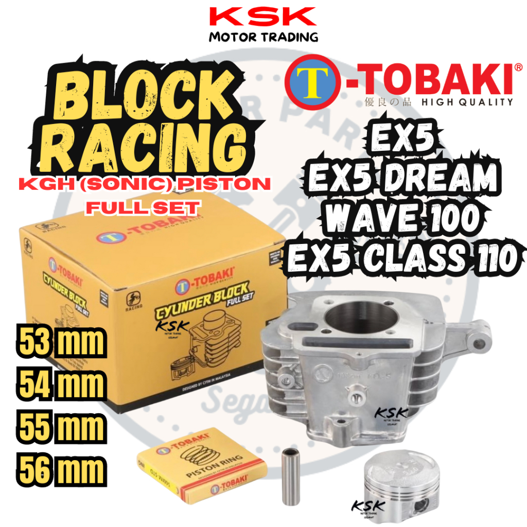 【5.5 SALE】TOBAKI RACING BLOCK FULL SET WITH KGH(SONIC) PISTON+CLIP EX5 ...