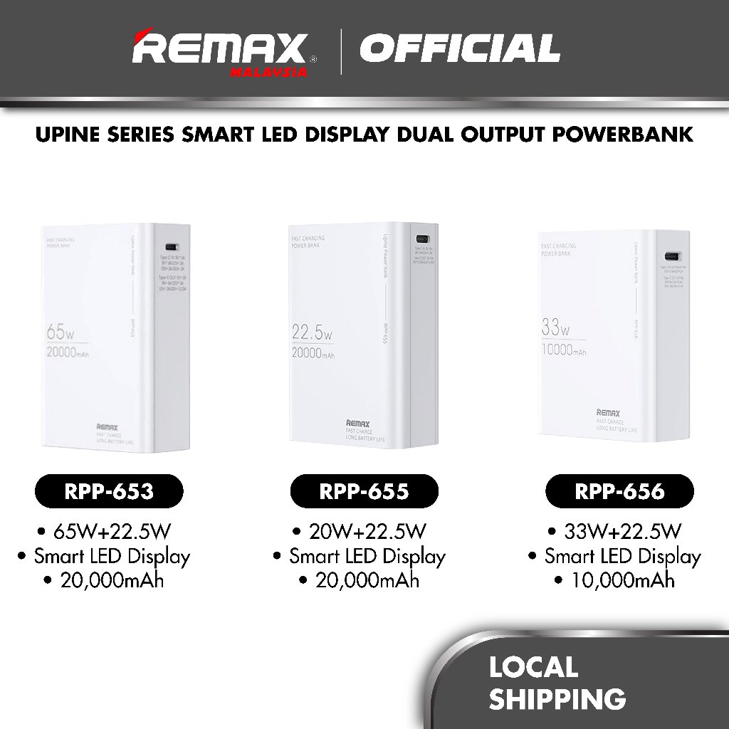 [ CCC ] Remax RPP-653/RPP-656/RPP-655 Upine Series 65W/30W/22.5W PD+QC ...